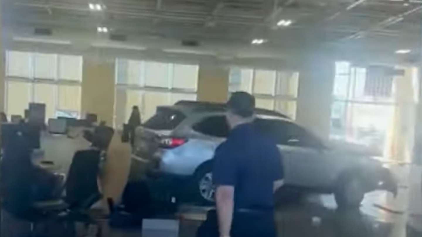 8 injured when driver plows vehicle into Calif. car dealership - Global ...