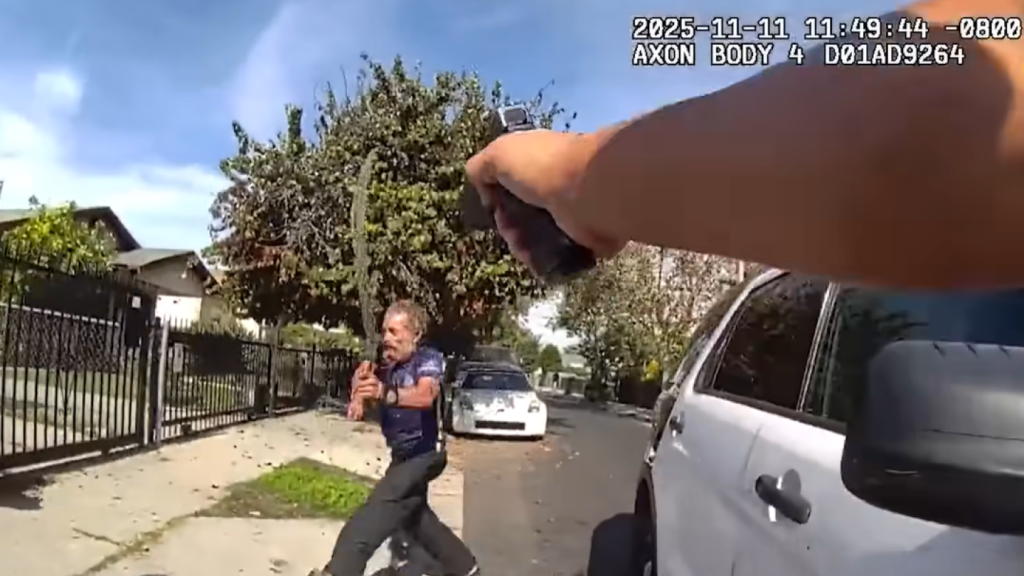 BWC: Man charges at LAPD cops swinging 7-foot cluster of wires before ...